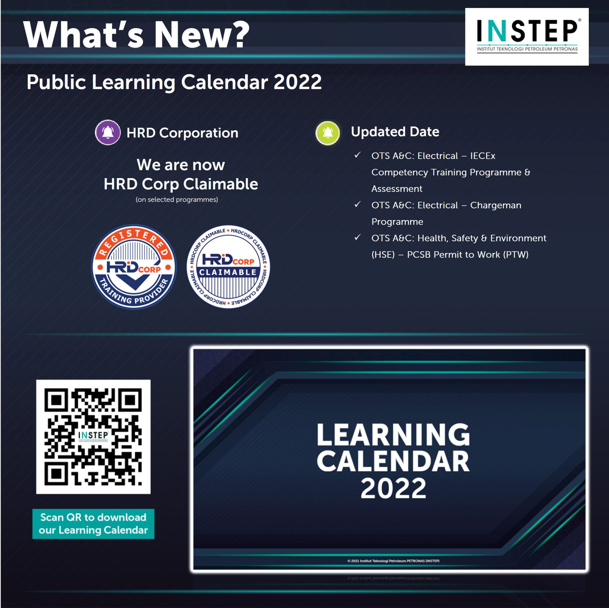 Latest version of INSTEP Learning Calendar 2022 (Revision 2) is out ...